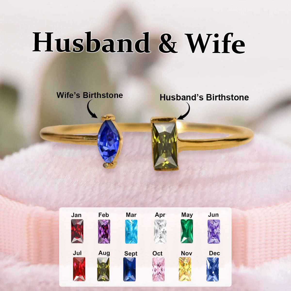 I Love You - Personalized Couple Double Birthstones Ring – qianwill