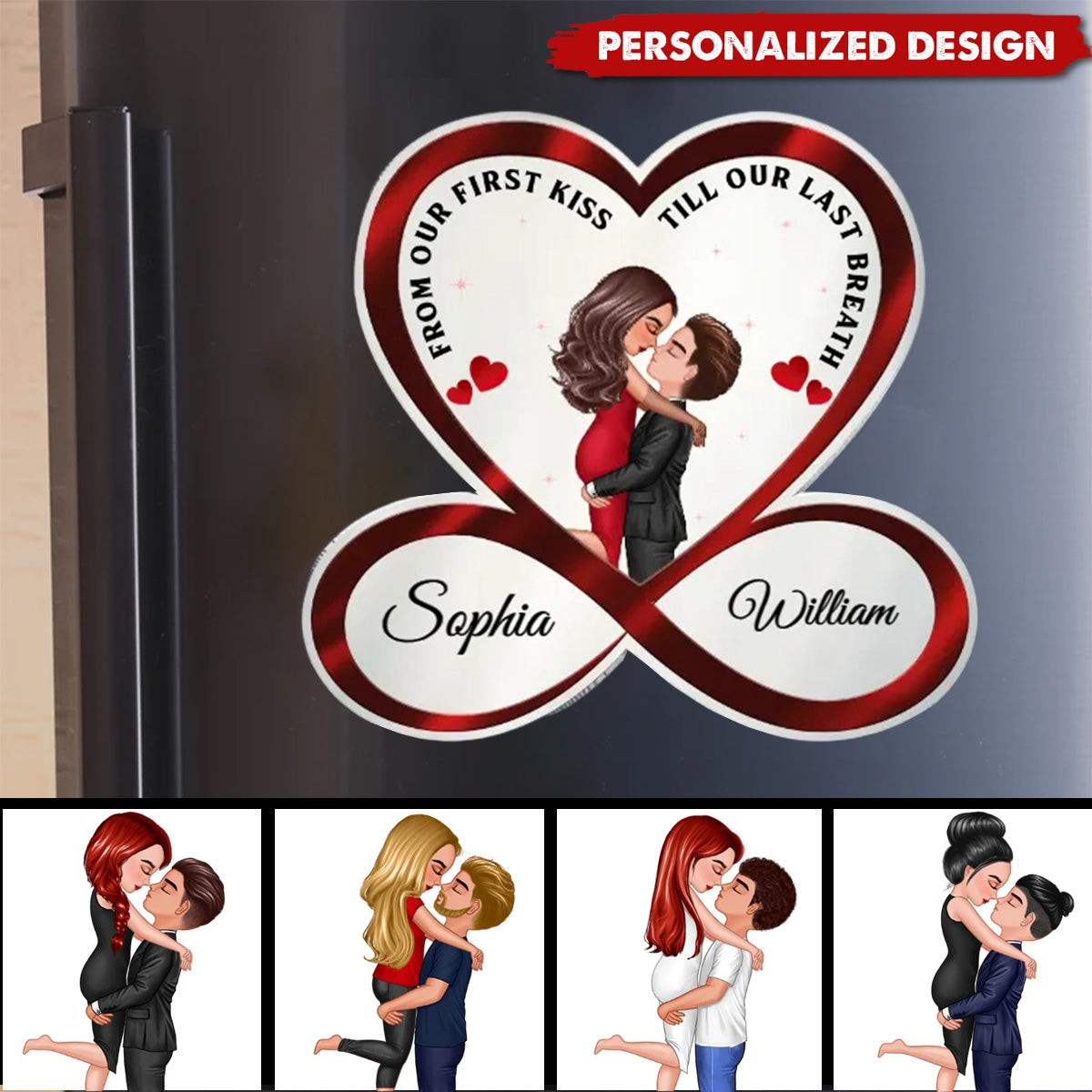 Infinite Love-Heart Shaped Couple Kissing Fridge Magnet – qianwill