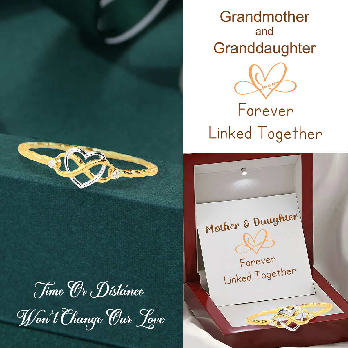 Grandmother Granddaughter Infinity Heart Ring - qianwill