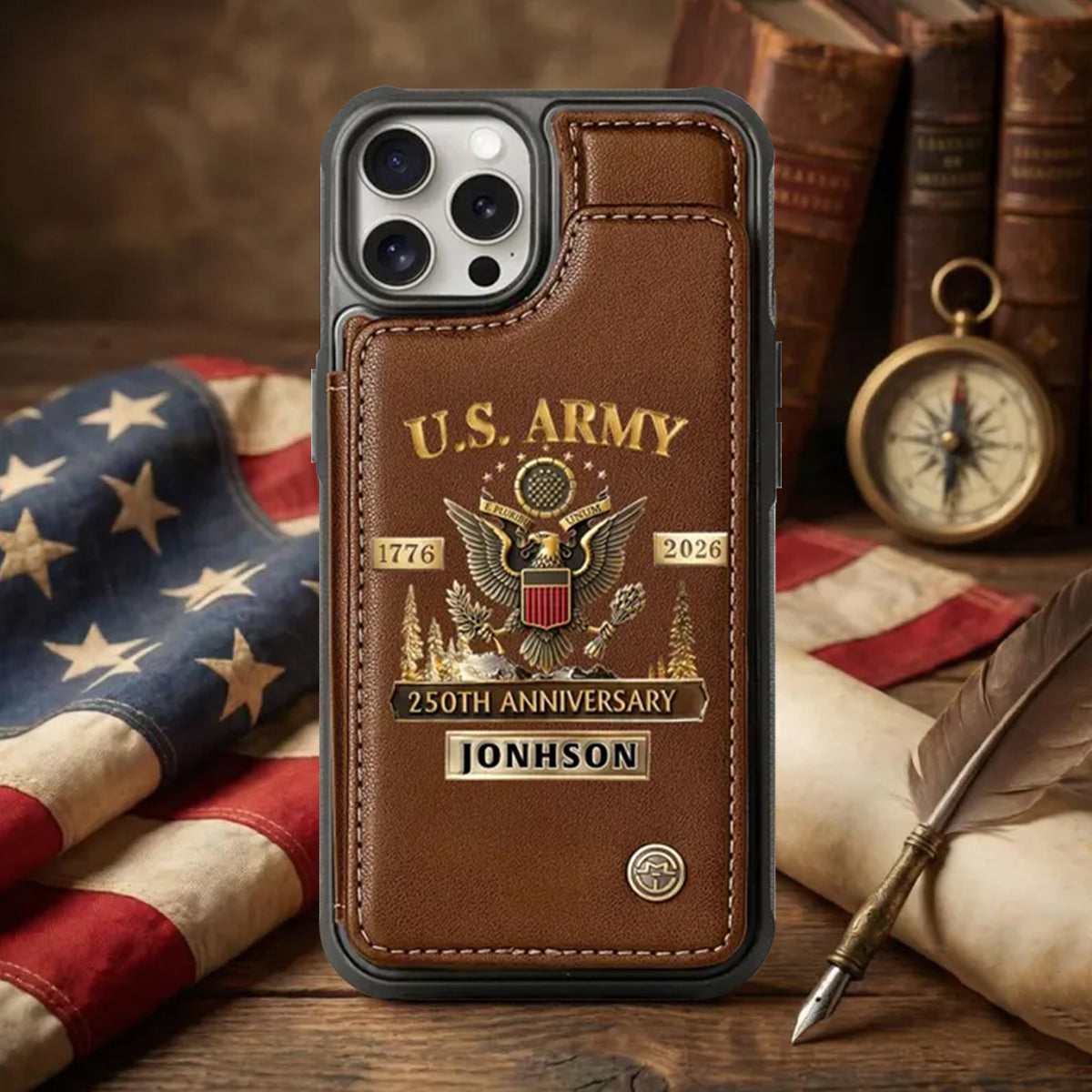 250th Anniversary-Personalized Leather US Army Wallet Phone Case - qianwill