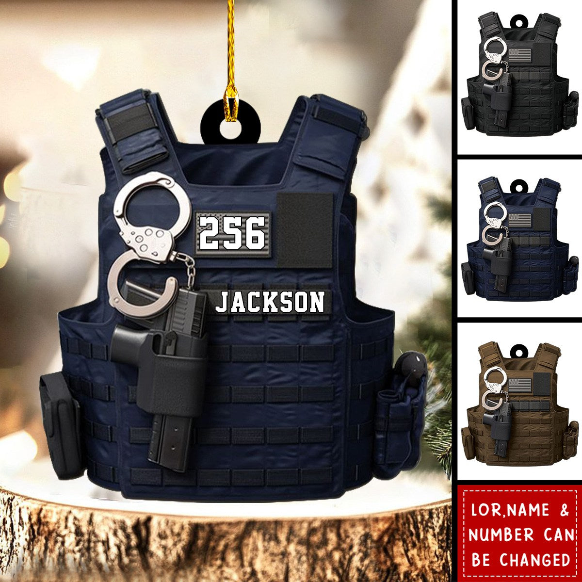 Personalized Police Or Sheriff Outfit With Name And Number Ornament ...