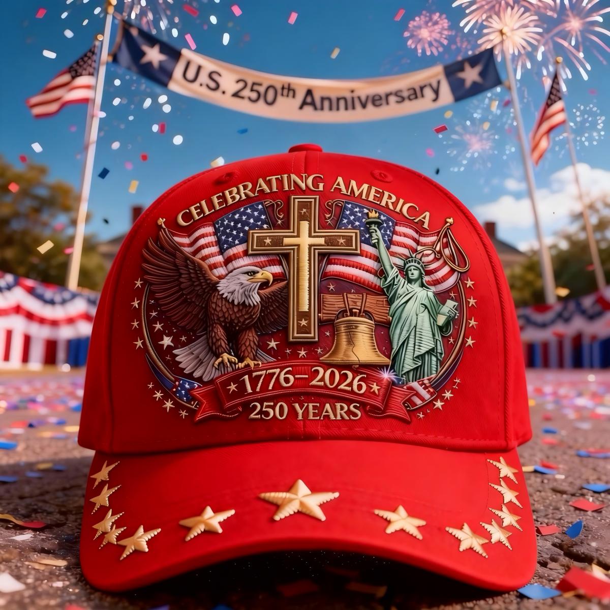 Eagle & Liberty & Cross - United States 250th Anniversary Hat - qianwill