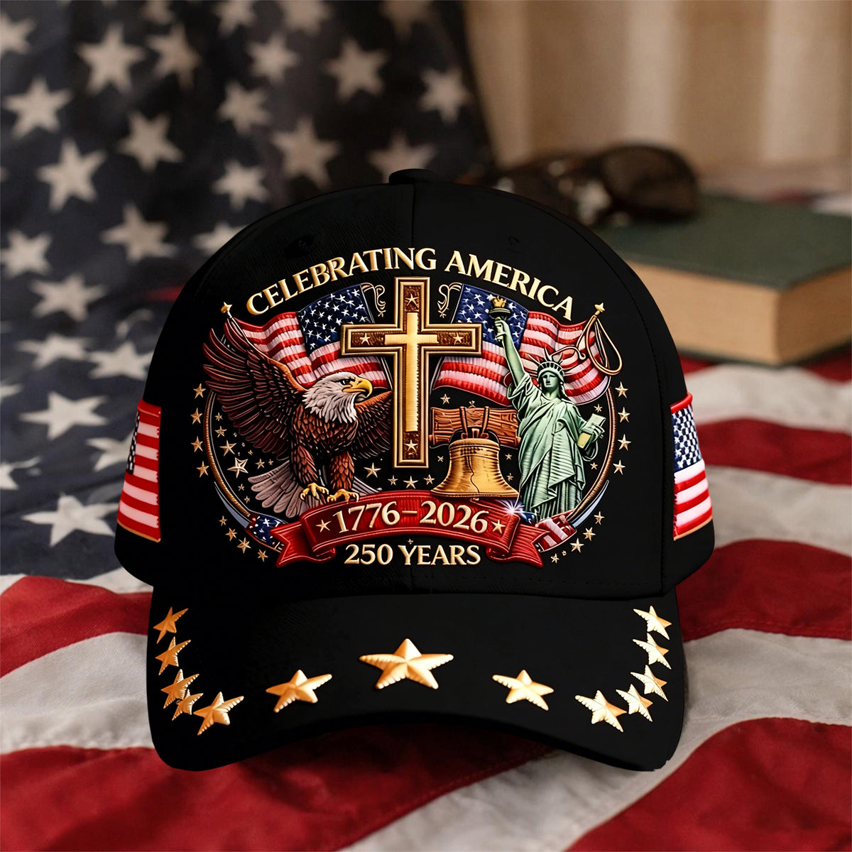 Eagle & Liberty & Cross - United States 250th Anniversary Hat - qianwill