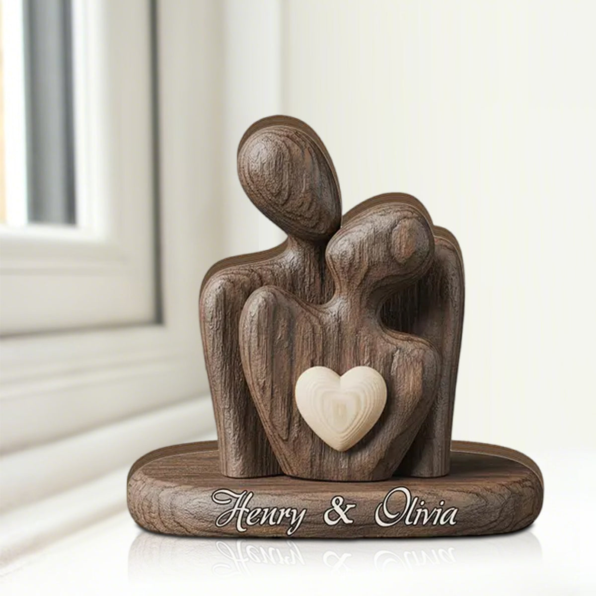 Elegant Couple Statue with Heart Inlay Plaque - Personalized Gift For ...